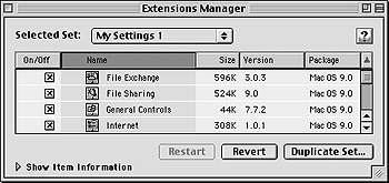 Figure 7.1 Extensions Manager Control Panel.
